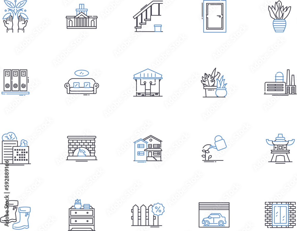 Construction project outline icons collection. building, infrastructure ...
