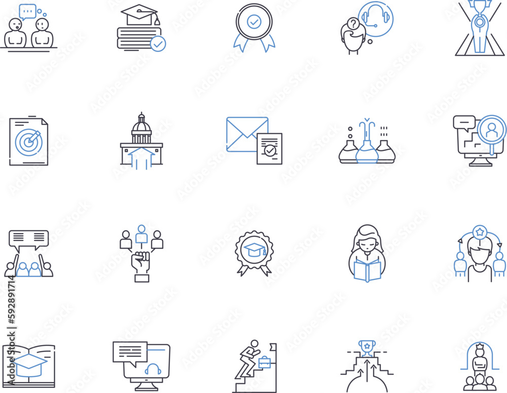 Education outline icons collection. learning, knowledge, enlightenment ...