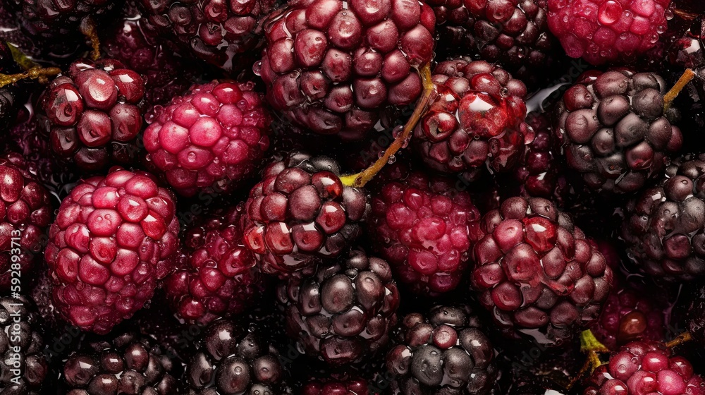 Fresh Boysenberry Seamless Background with Glistening Droplets ...