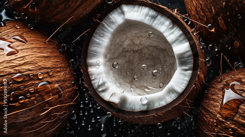 Fresh Coconut Seamless Background with Glistening Droplets - Hasselblad ...
