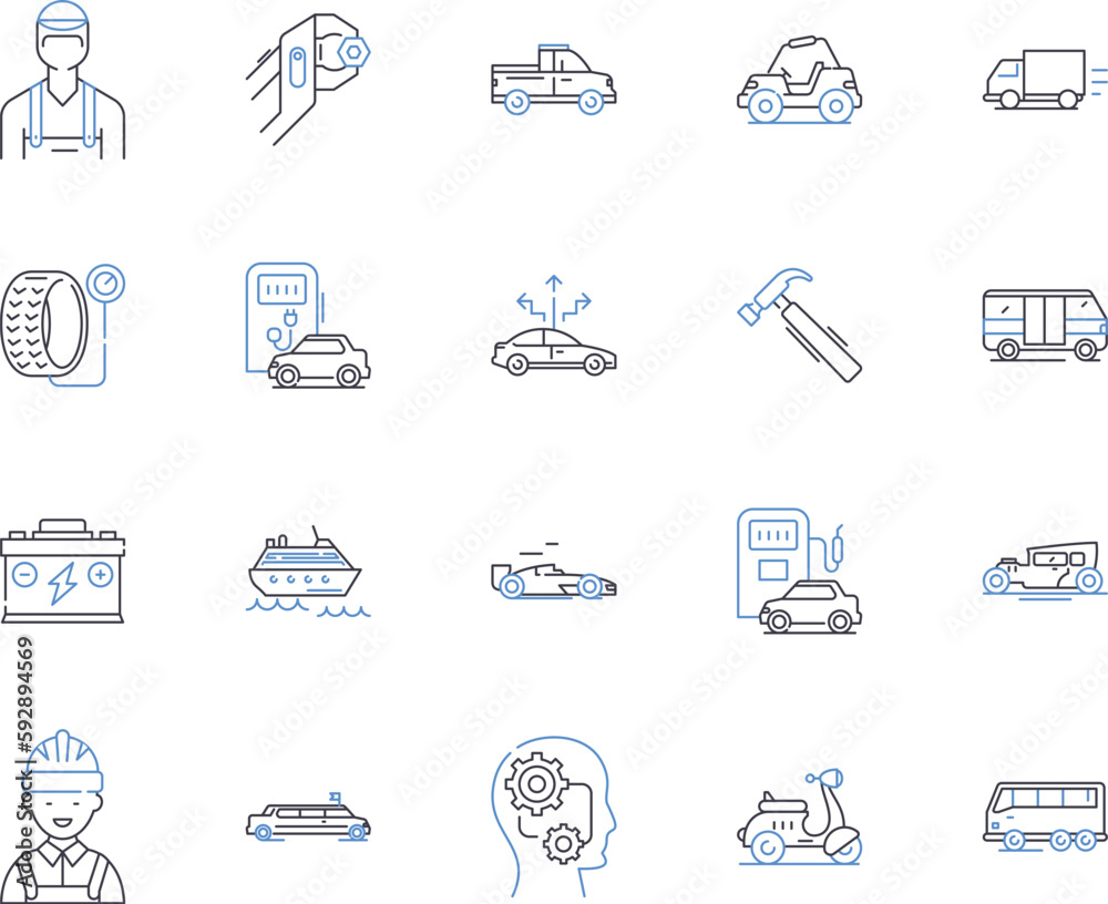 Transport service outline icons collection. Transportation, Shipping ...