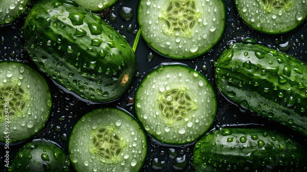 Fresh Cucumber Seamless Background with Glistening Droplets ...