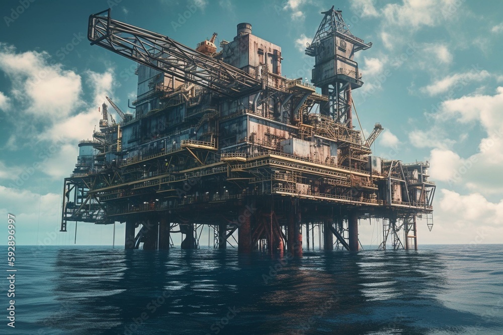 Offshore oil and gas wellhead remote platform which produced raw ...