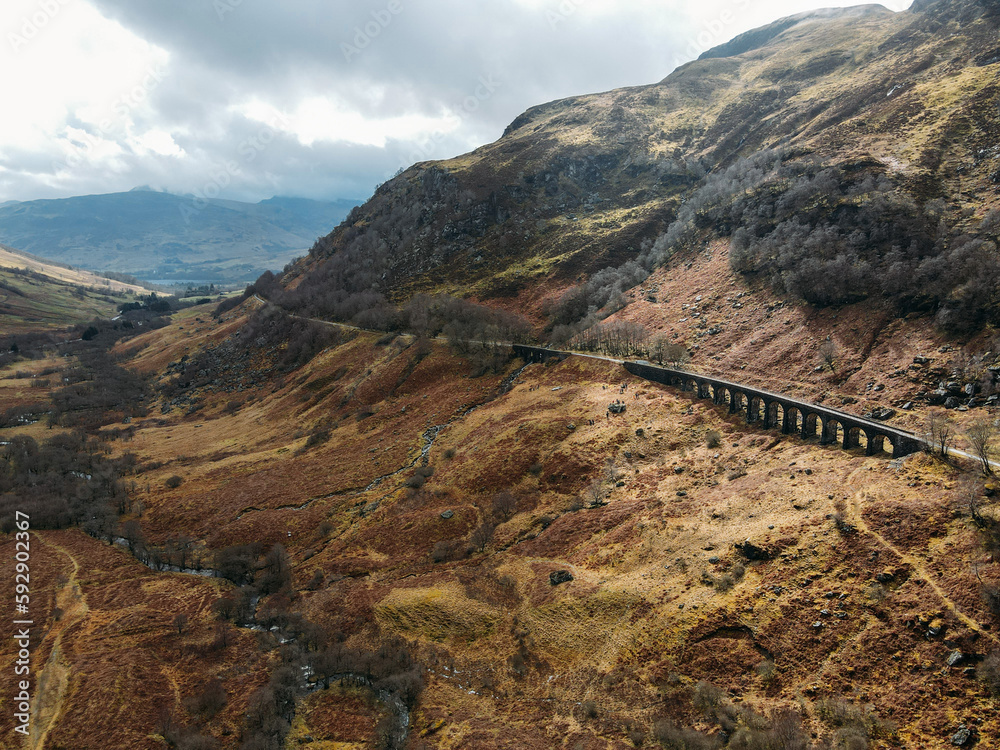 Glen Ogle Viaduct arch bridge at sustrans cycling route no7. The bridge ...