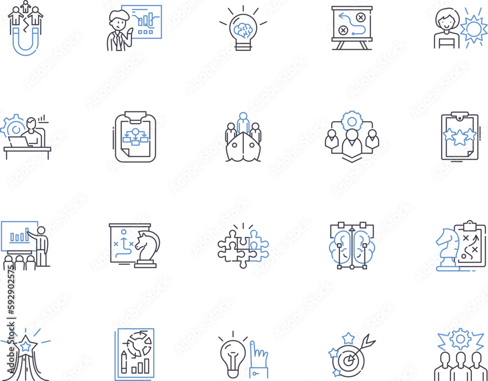 Strategy outline icons collection. Scheme, Plan, Method, Design, Policy ...
