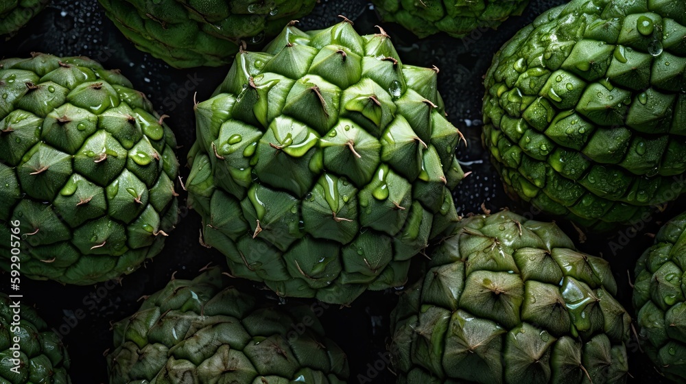 Fresh Sugar apple Seamless Background with Glistening Droplets ...