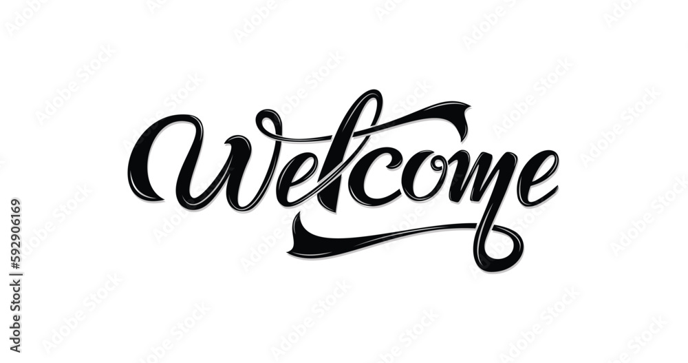Welcome text Handwritten calligraphic inscription with smooth lines in ...