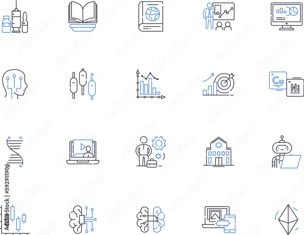 Science outline icons collection. Science, Physics, Chemistry, Biology ...