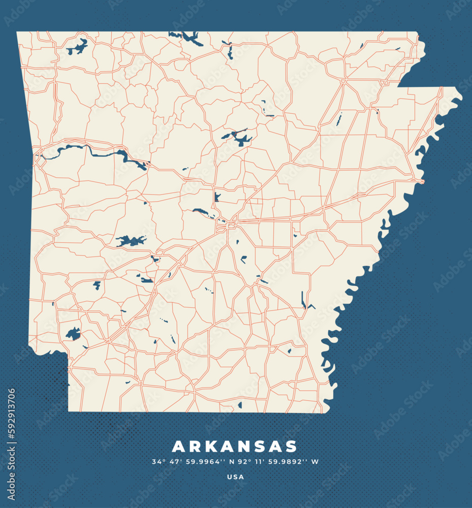 Arkansas Map Vector Poster and Flyer Stock Vector | Adobe Stock