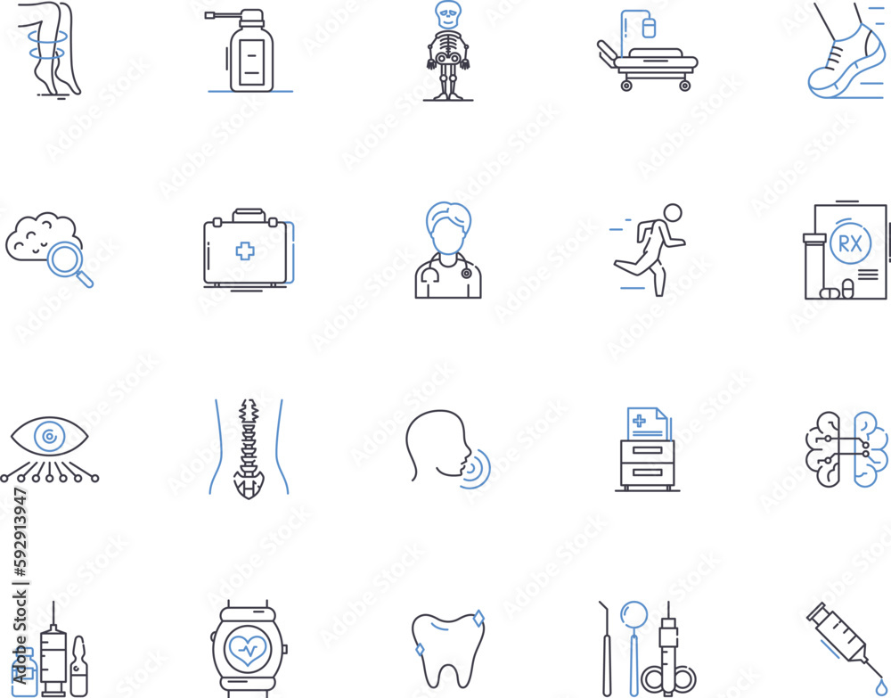 Clinic outline icons collection. Clinic, Medical, Healthcare, Therapy ...