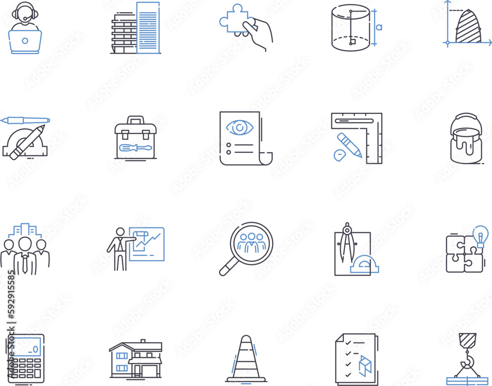 Engineering outline icons collection. Engineering, Design, Construct ...