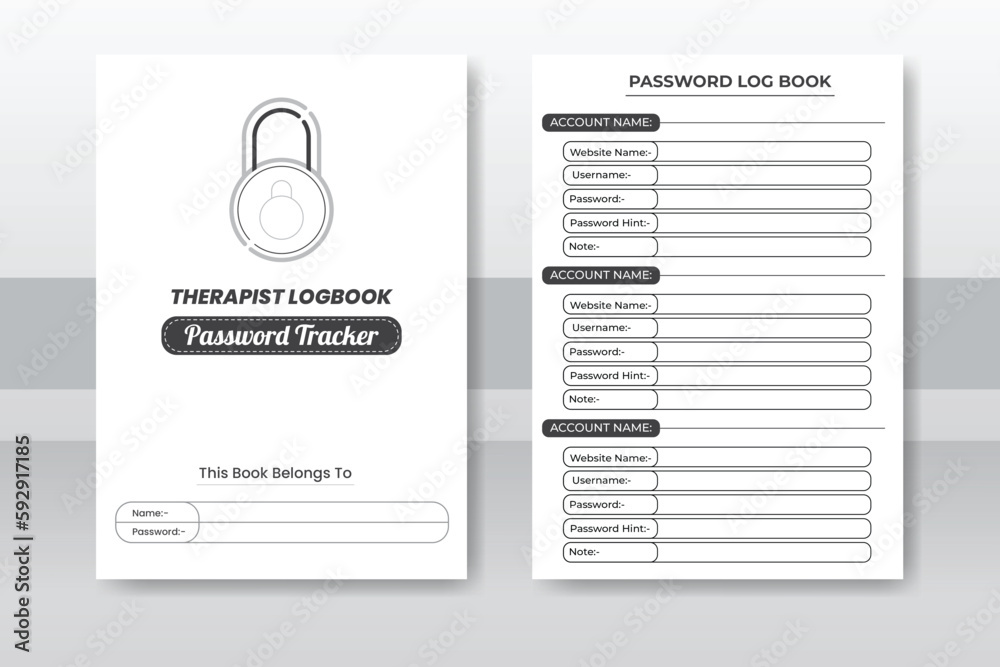 Password Log Book Template Set.Password Tracker Template. Password Tracker Logbook. password ...