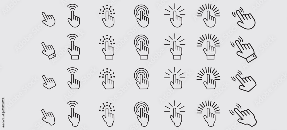 Vetor do Stock: Hand Click Icon, Click icon set with hand shapes Vector ...
