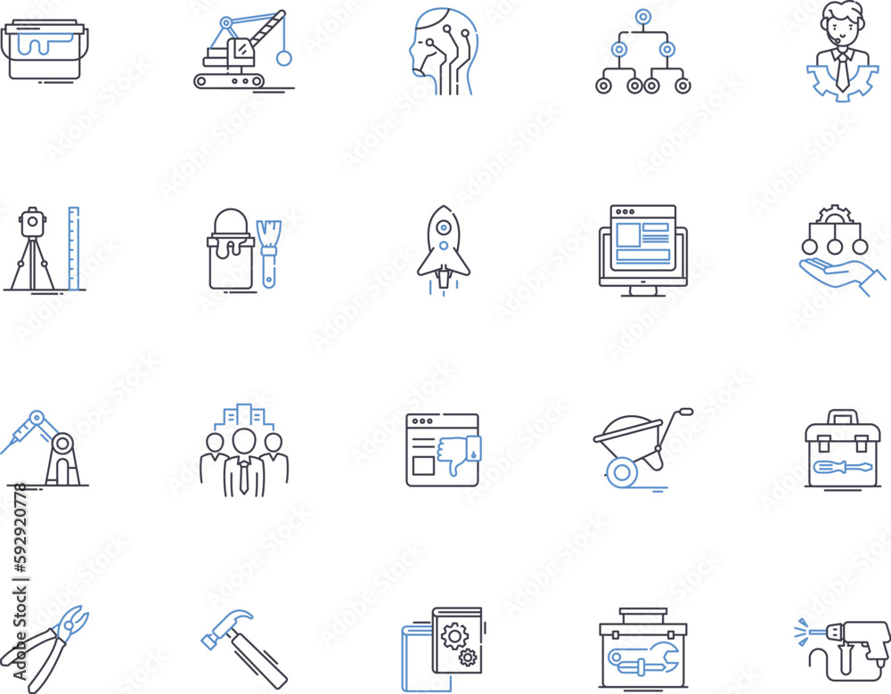 Builder outline icons collection. builder, constructor, architect ...