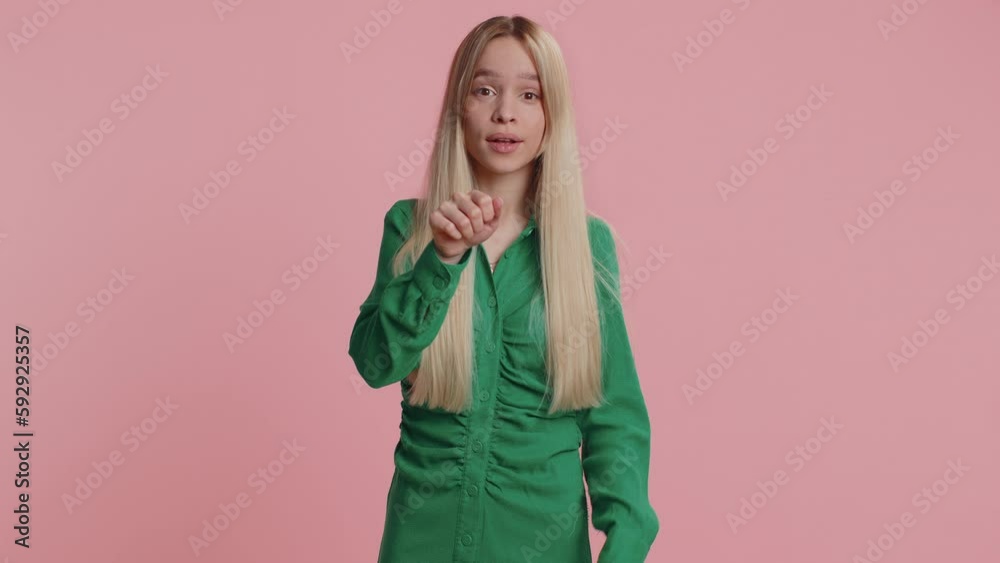 Knock Knock Who Is There Confused Caucasian Woman Knocking Door