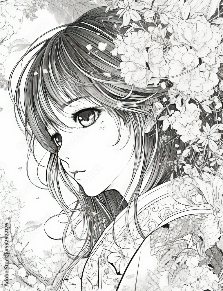 Japanese traditional cartoon character illustration, coloring image ...