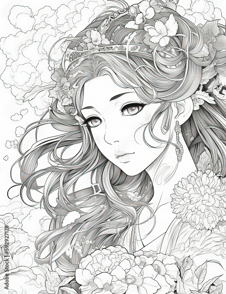 Japanese traditional cartoon character illustration, coloring image ...