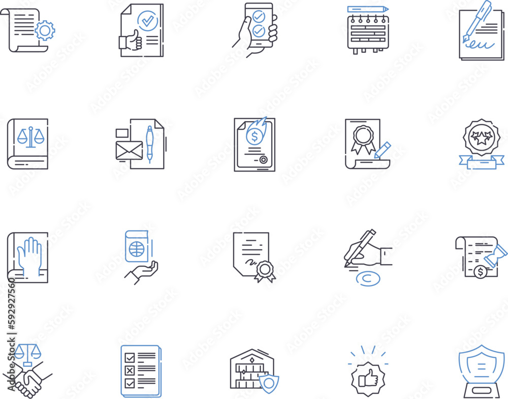 Rights outline icons collection. Rights, justice, liberty, autonomy ...