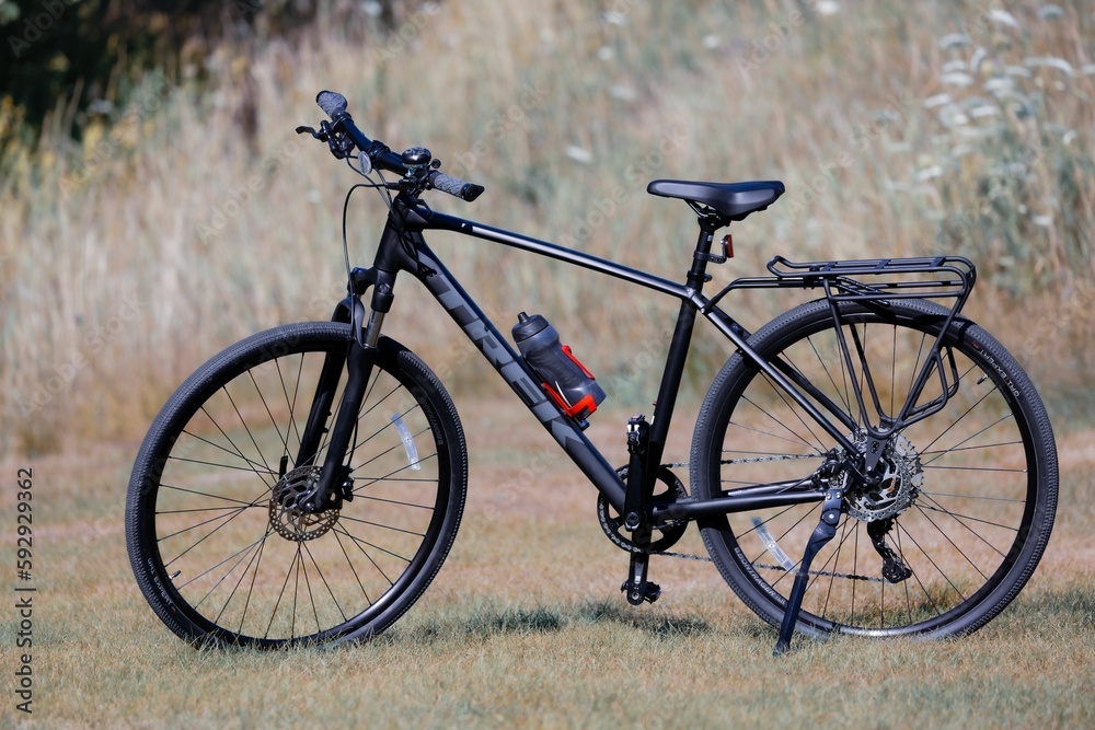 Trek Dual Sport 3 2022 Hybrid Bike parked in a field Stock Photo ...