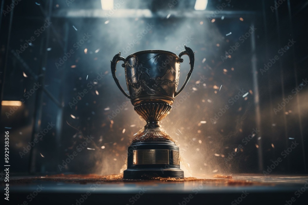 ai generated winning trophy floating in the air. Generative AI Stock ...