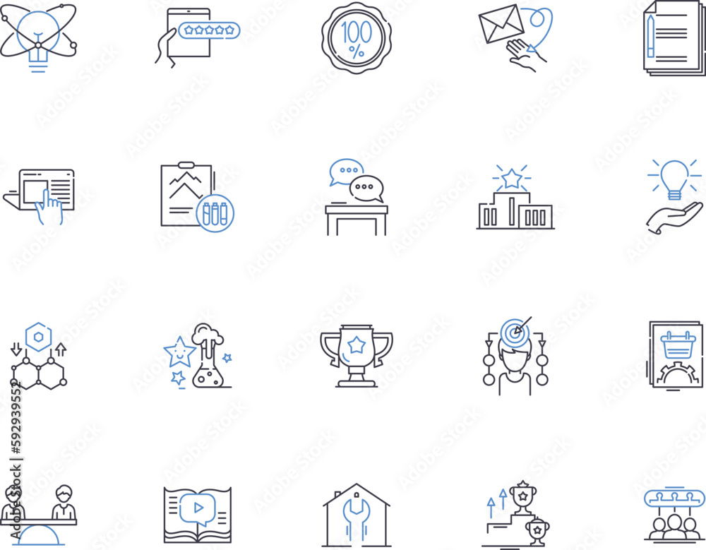 Education outline icons collection. learning, knowledge, enlightenment ...