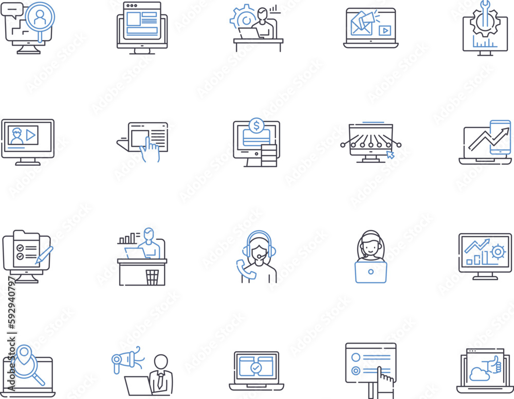 Network outline icons collection. Network, Internet, Wi-Fi, Ethernet ...