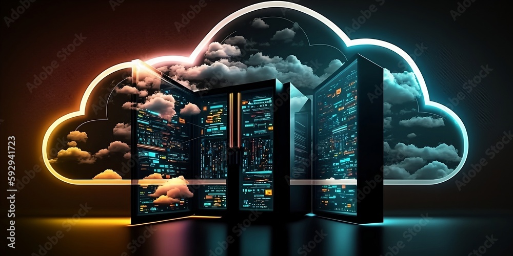 Cloud technology concept. Data center concept. Modern cloud ...