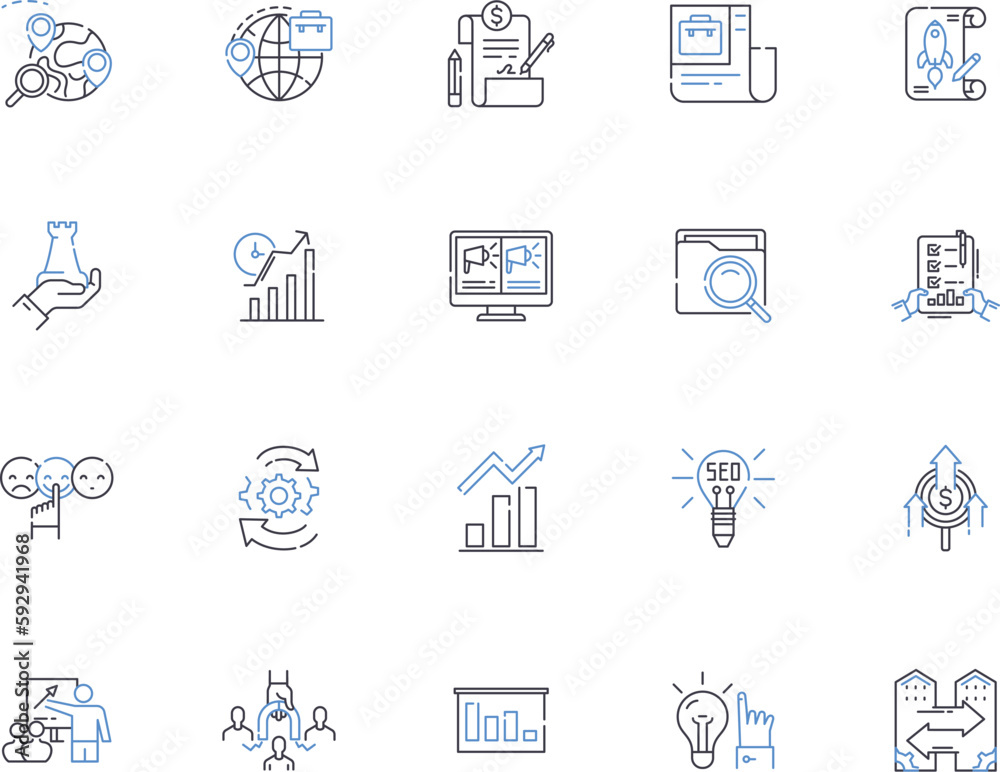 Development outline icons collection. Growth, Progress, Expansion ...