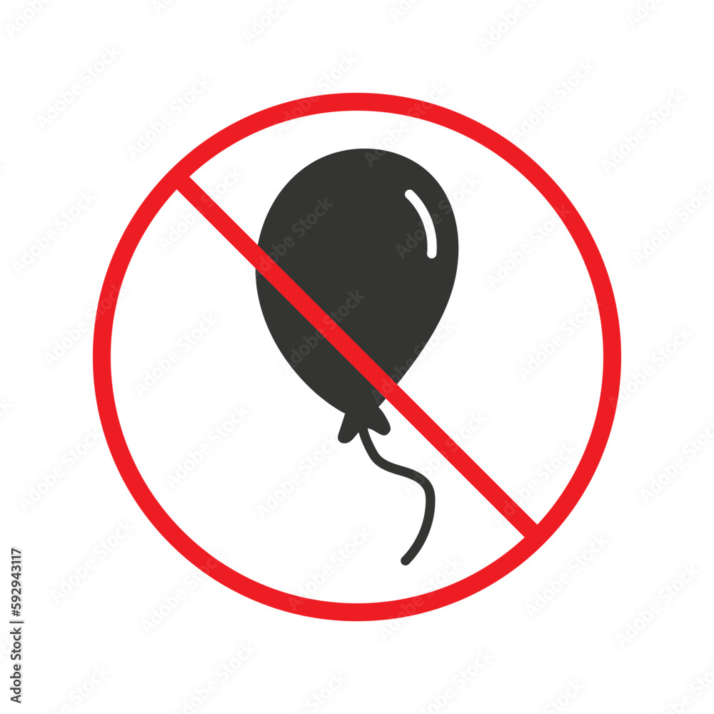 Prohibited balloon vector icon. No balloon icon. Forbidden helium ...