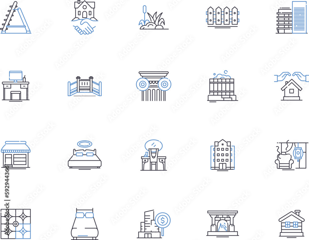 Construction project outline icons collection. building, infrastructure ...