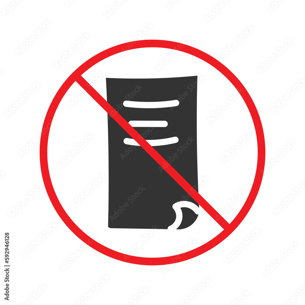 No document icon. Forbidden file icon. No file vector sign. Prohibited ...