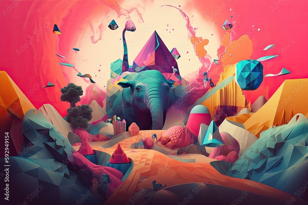 bizarre and surreal world, created by combining impossible shapes with ...