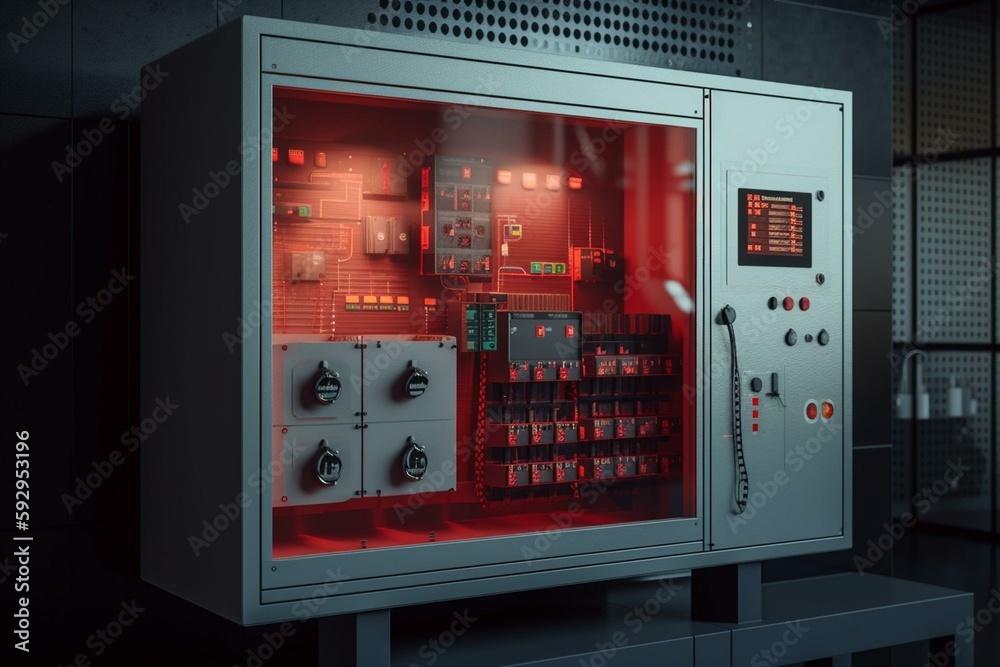 Fire Detection Alarm Monitor Panel System on transparent background. 3D ...