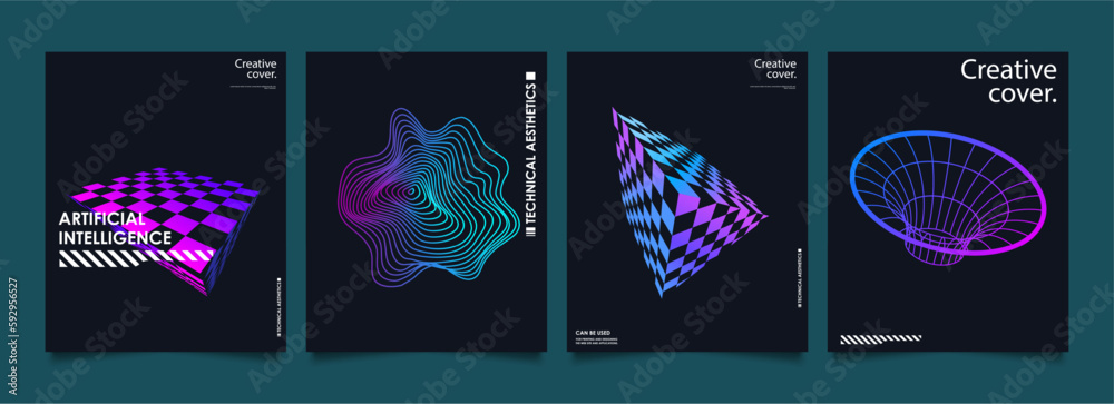 Trendy retro futuristic holographic collection in retro cyberpunk style ...