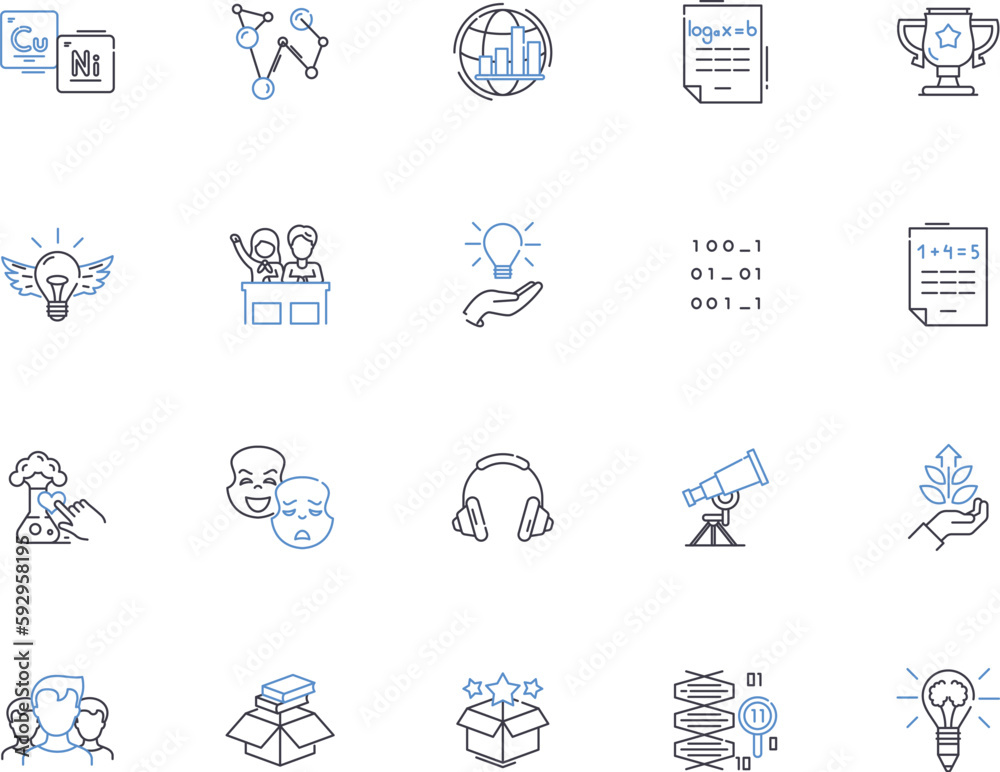 Knowledge Outline Icons Collection Education Information Understanding Wisdom Cognition