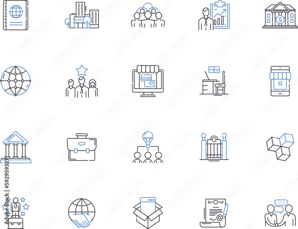 Enterprise architecture outline icons collection. Enterprise ...