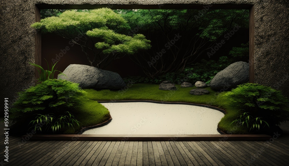 Zen Garden Realm in a Ecological Style Background - Beautiful Green Eco ...