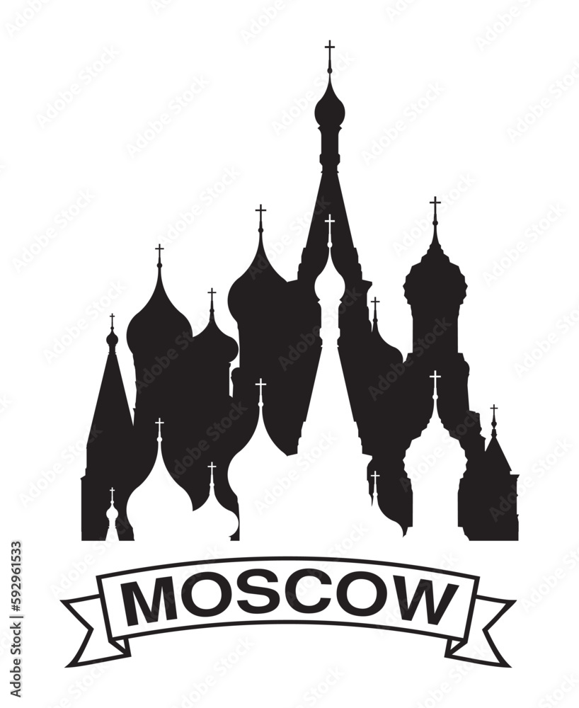Symbols of Moscow Russia with The shadow of The Cathedral of Vasily the ...