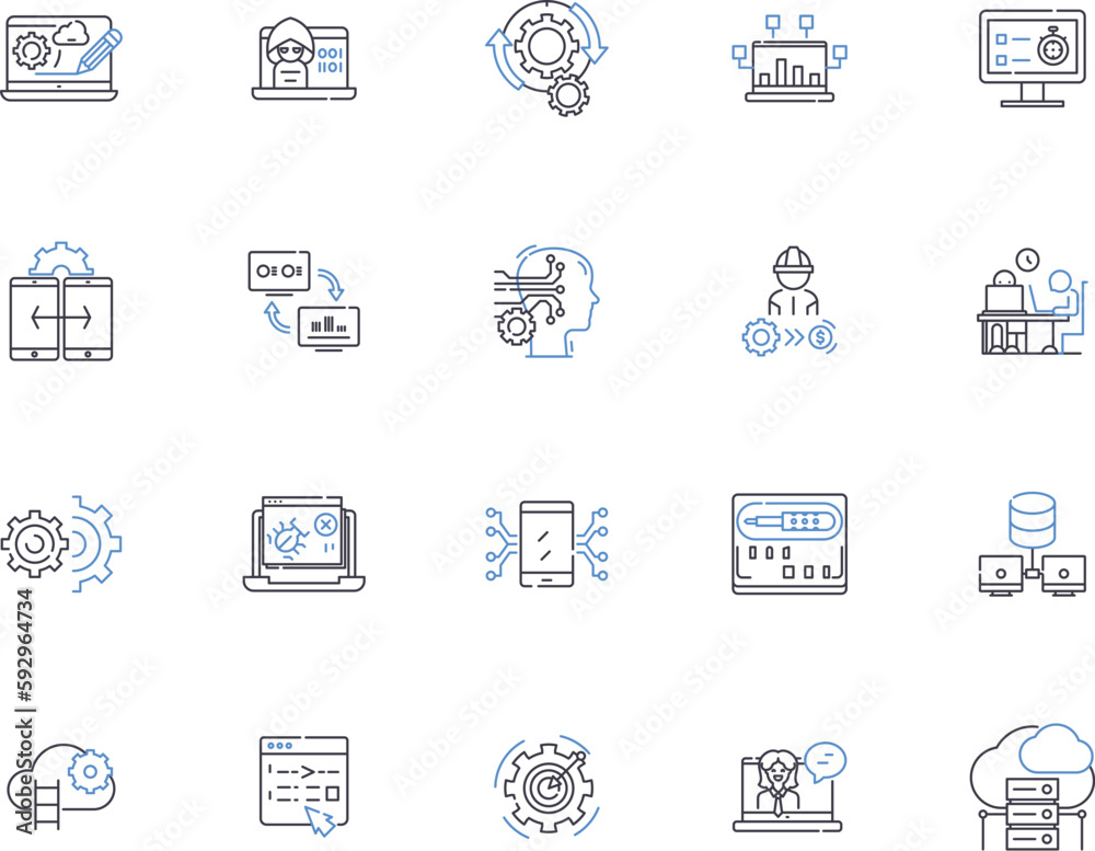 Web Programming Outline Icons Collection Web Programming Html Css Javascript Ajax Xml
