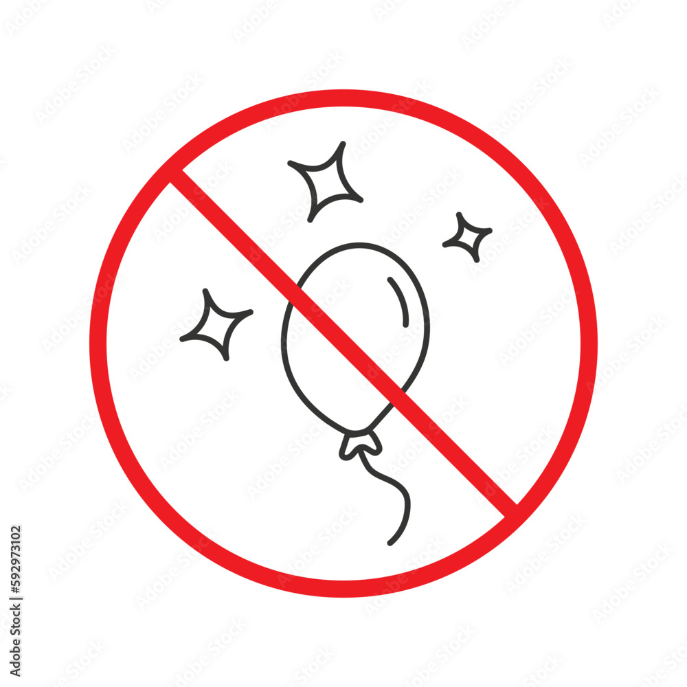 Vetor de Prohibited balloon vector icon. No balloon icon. Forbidden ...