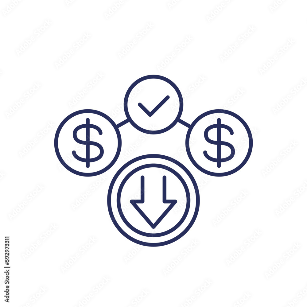 cost reduction icon, line vector pictogram Stock Vector | Adobe Stock