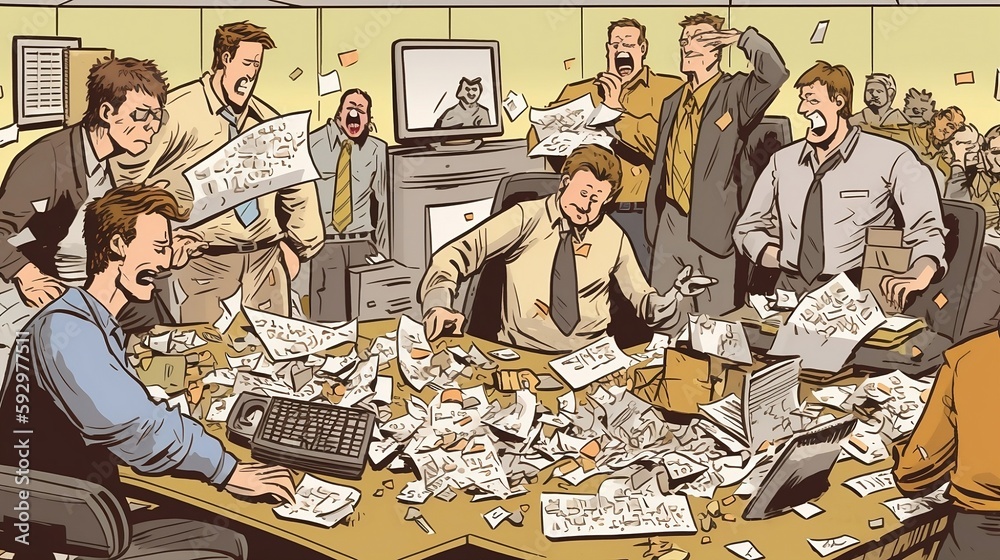 "The Great Office Prank War": Create a humorous illustration or comic ...