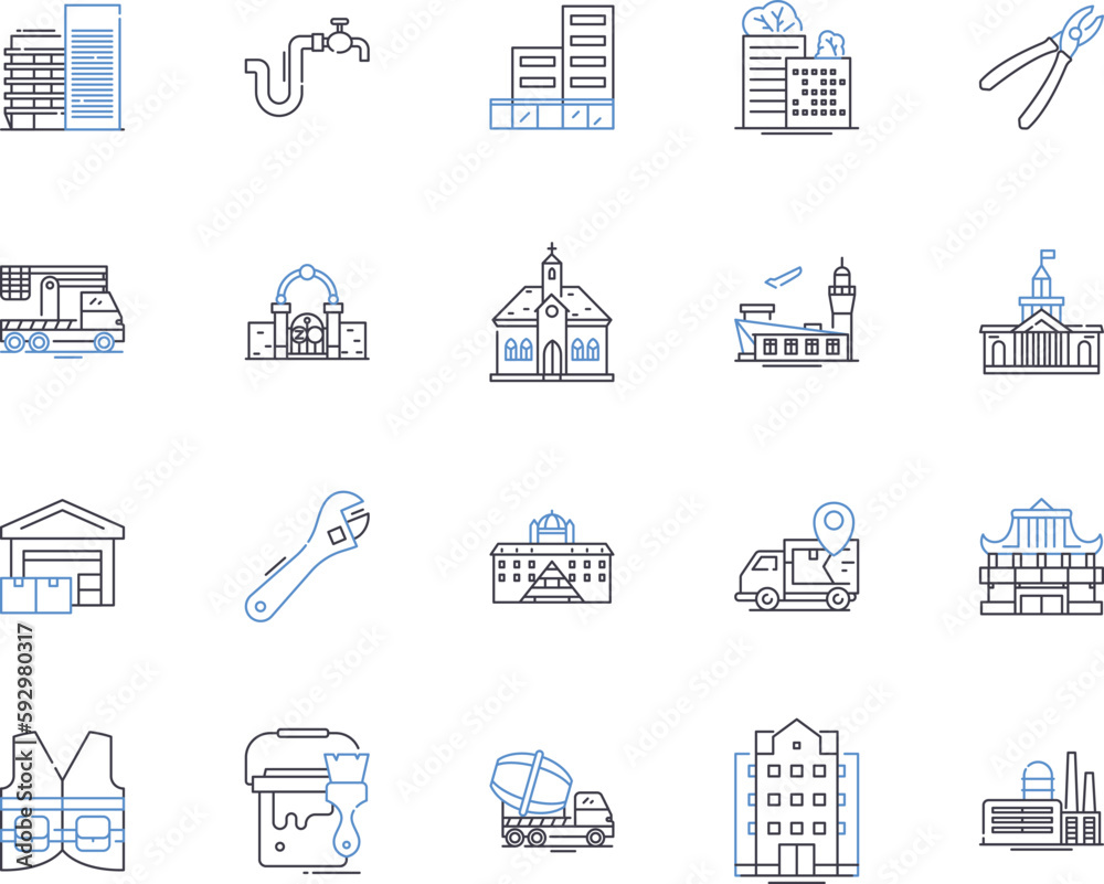 Construction design outline icons collection. Architecture, Drafting ...