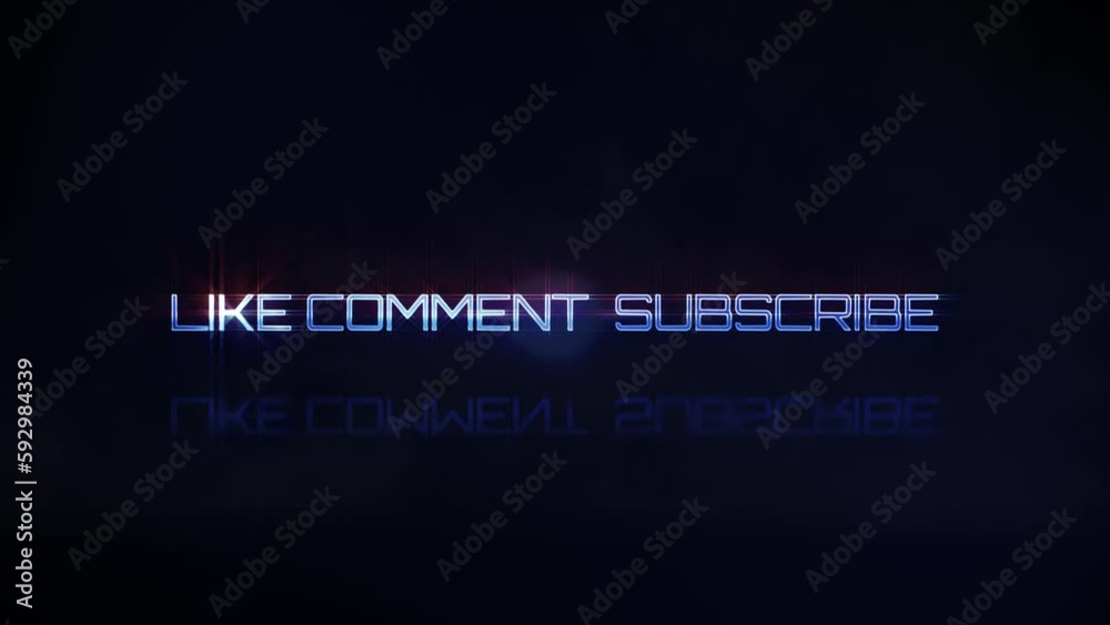Animation text of Like Comment Subscribe glitch blue neon text effect ...
