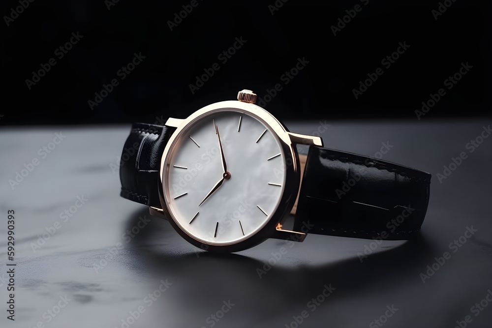 ..Elegant gold watch featuring black dial and bezel for a luxurious ...