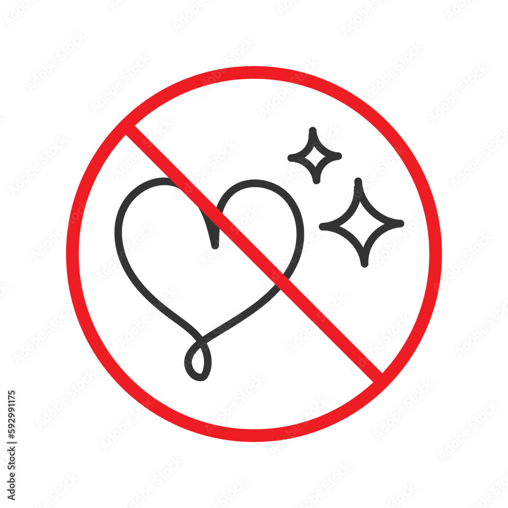 Vetor de No heart icon. Forbidden heart vector sign. Warning, caution ...