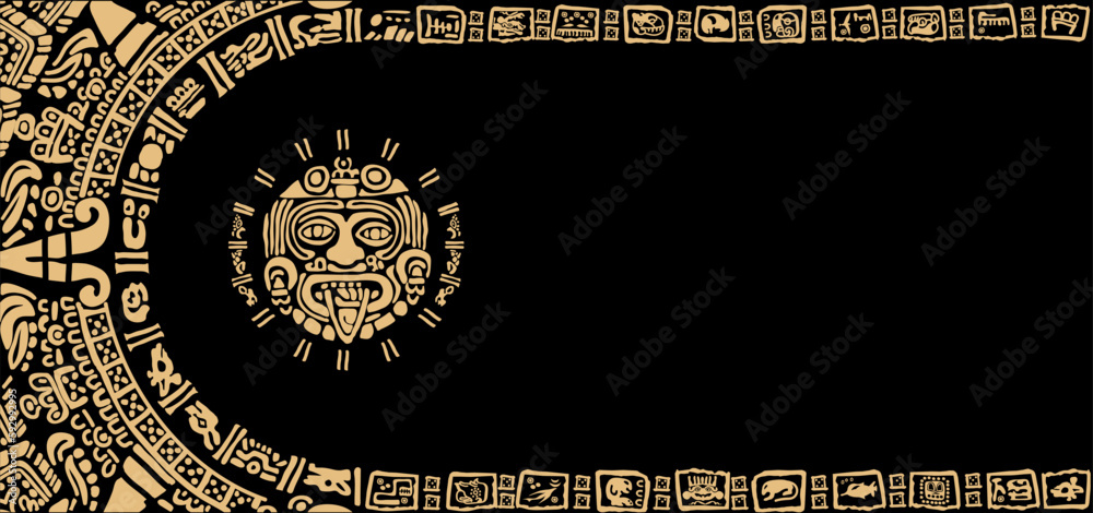 Frame of symbols, letters, and images of the ancient Mayan ...