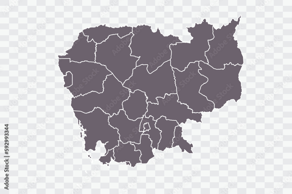 Cambodia Map. Grey Color on White Background quality files Png Stock ...