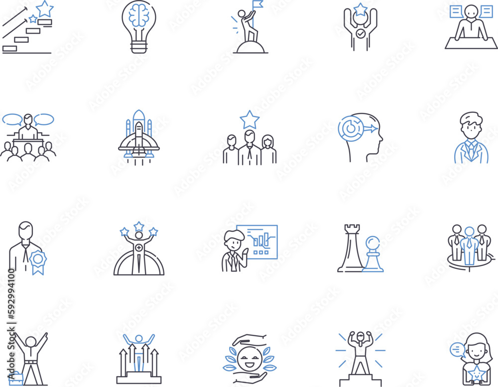 Leadership outline icons collection. Lead, Manager, Direct, Guide ...