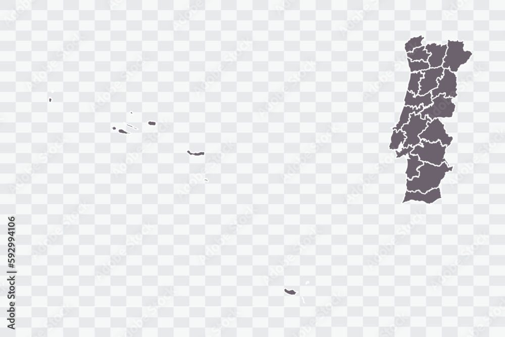 Portugal Map Grey Color on White Background quality files Png Stock ...